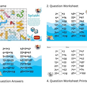 Maths Board Game Add, Plus, Missing Numbers, Number Grid 1 - 100 ...