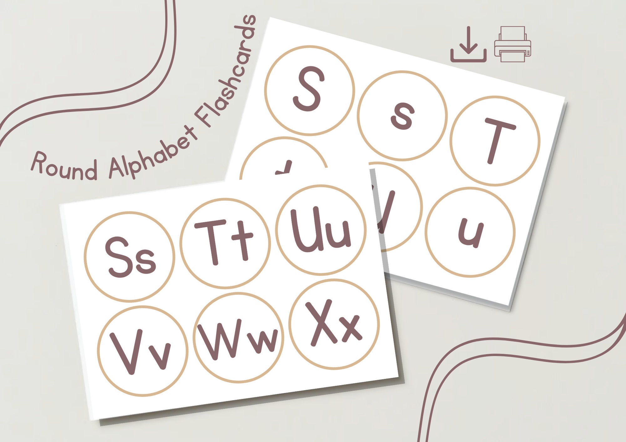 Round Alphabet Flashcards: Printable Uppercase and Lowercase (PDF ...