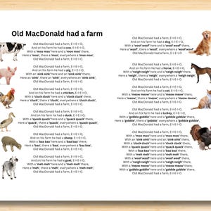 Old Macdonald Had A Farm Printable Props Nursery Rhymes Baby Toddler ...