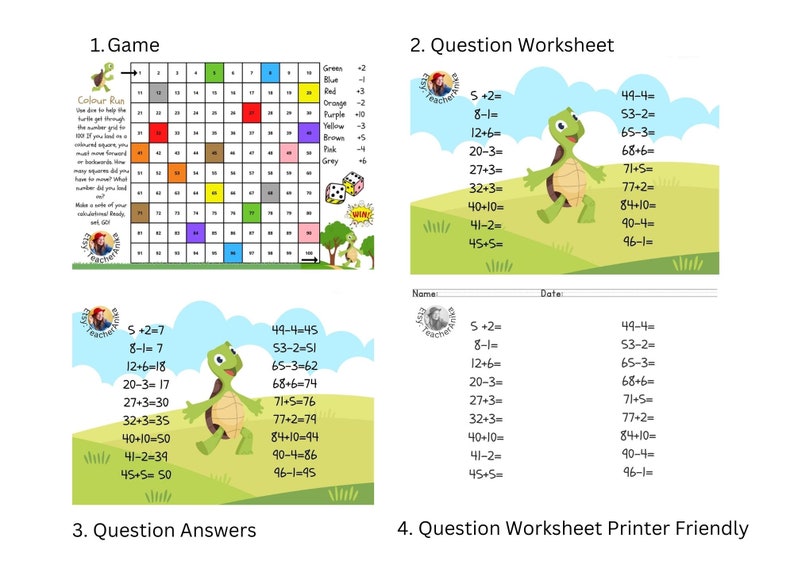 Maths Number 1 - 100 Board Game for Kids & Children, Addition and ...