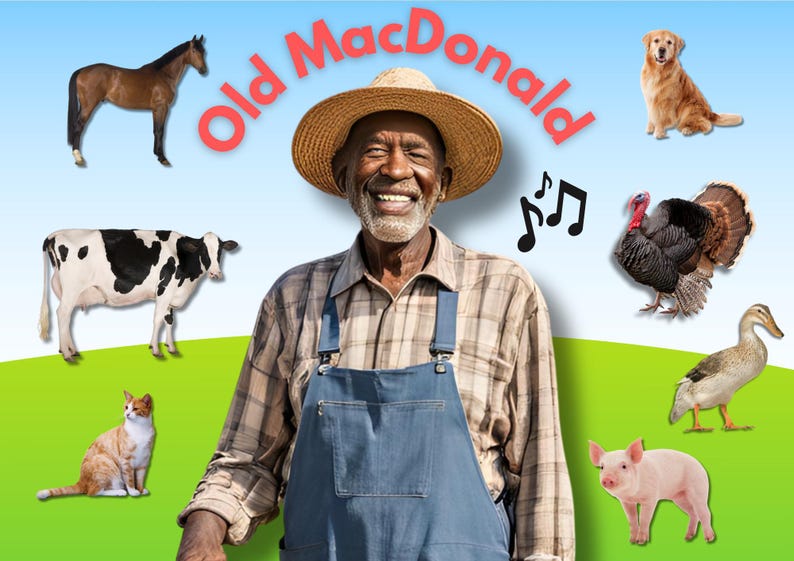 Old Macdonald Had A Farm Printable Props Nursery Rhymes Baby Toddler ...