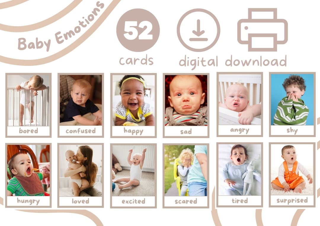 Baby Emotions, Feelings & Expressions Digital Download Cards, Real Face ...