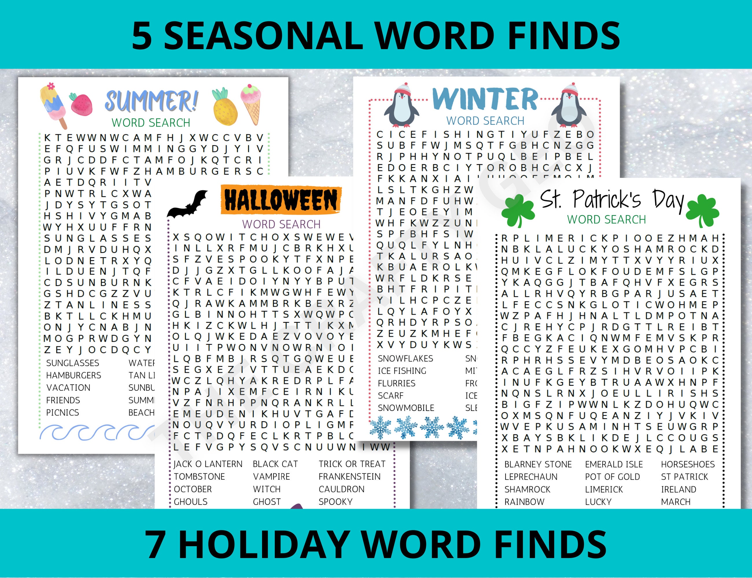 Word Search Bundle Holiday Word Search Word Finds Puzzle Bundle ...
