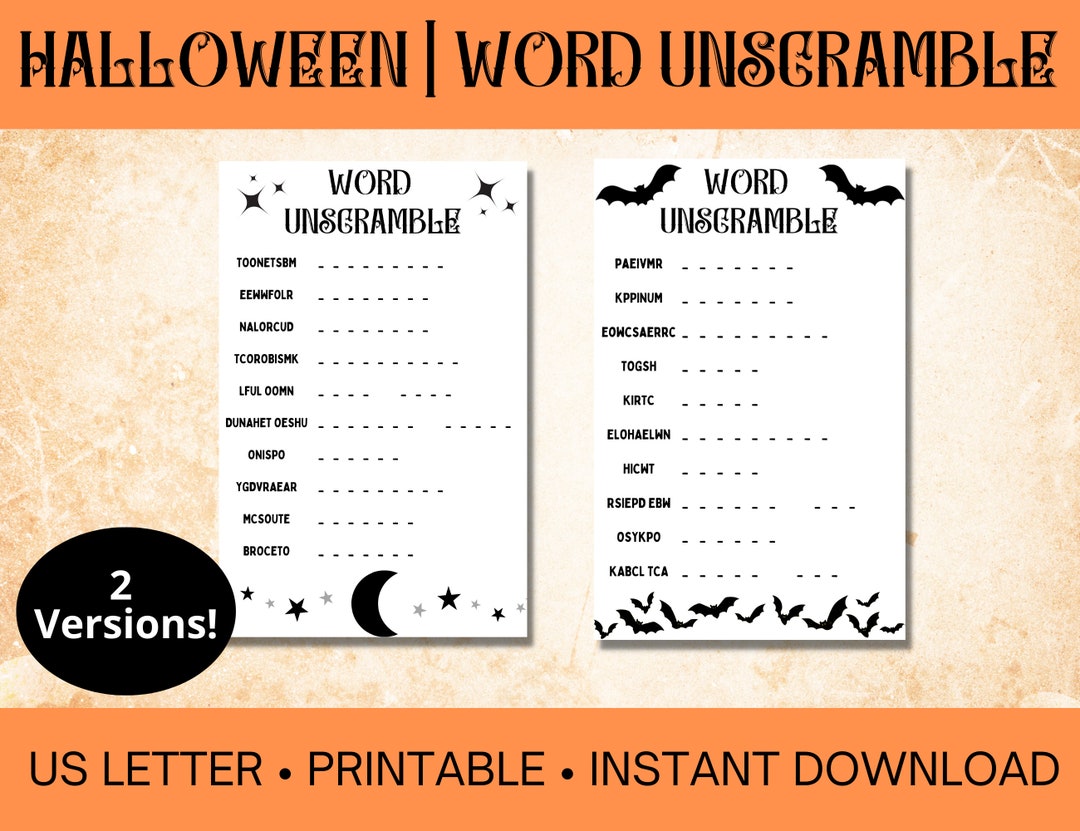 Halloween Word Unscramble Party Game - Etsy