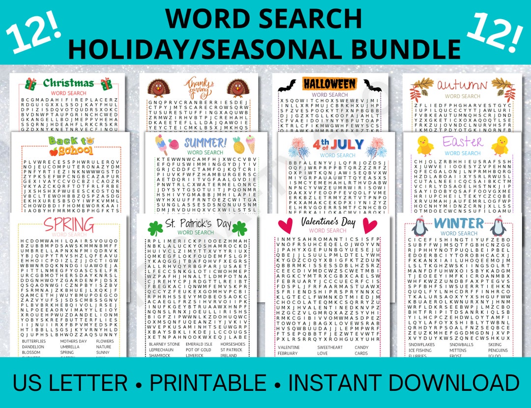 Word Search Bundle | Holiday Word Search | Word Finds | Puzzle Bundle ...