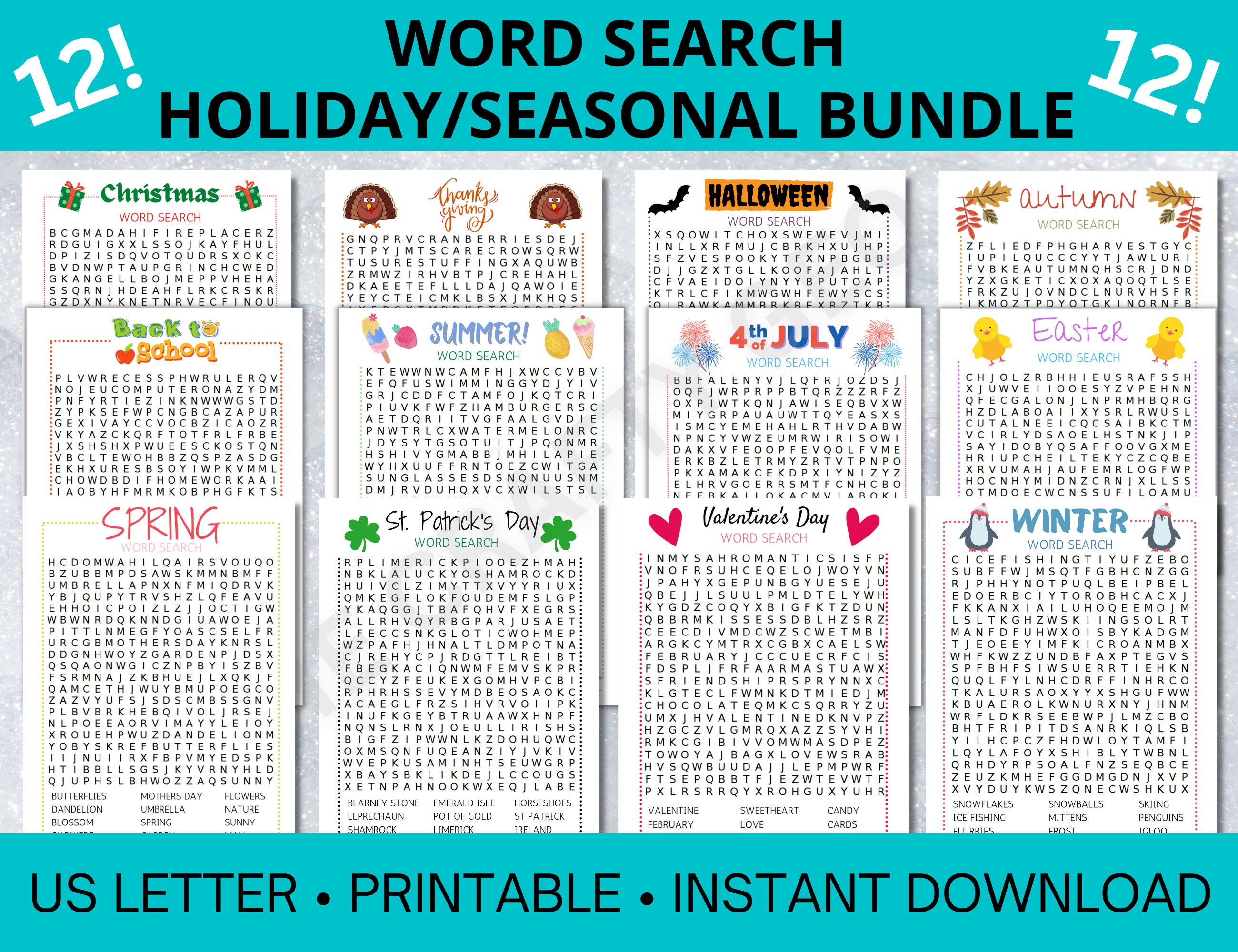 Word Search Bundle Holiday Word Search Word Finds Puzzle Bundle ...
