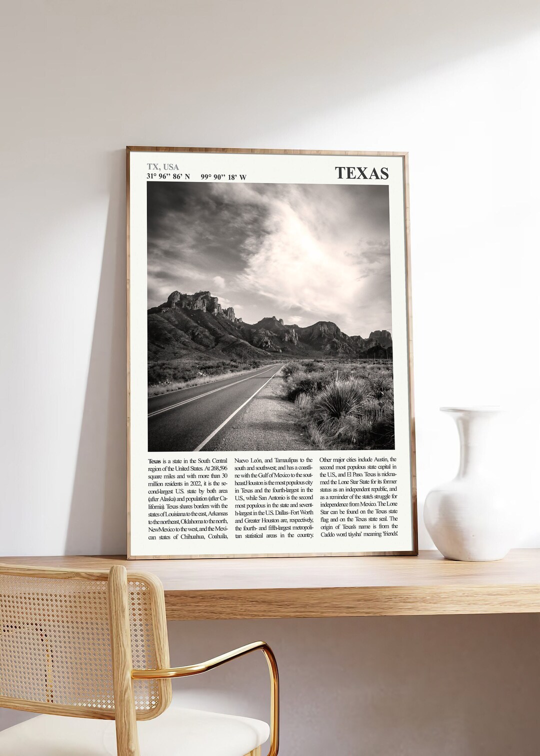 Texas Photography Travel High Quality Poster, Black & White Texas Roads ...