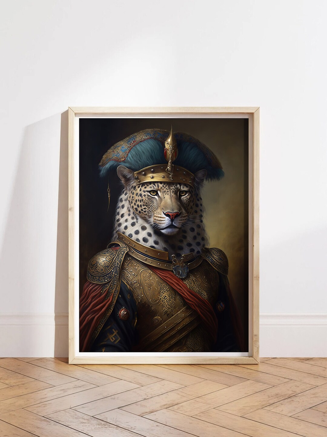 Leopard Vintage Portrait, Royal Pet Painting, Renaissance Animal ...