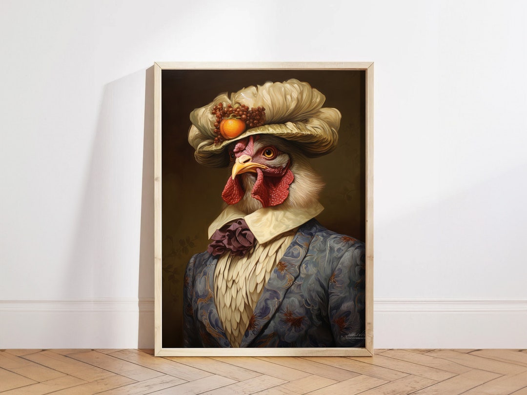 Mr. Huhn Vintage Portrait, lustiges Geschenk für Tierliebhaber ...