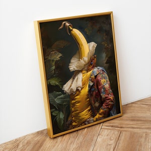 Banana Head Man Victorian Sarcastic Painting Altered Funny Moody Poster ...