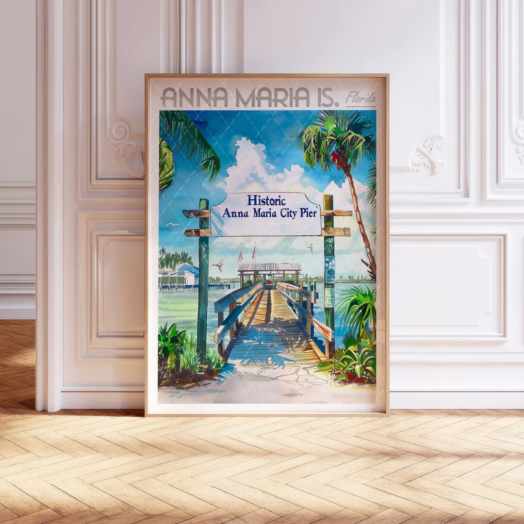 Anna Maria Island Watercolor Travel Poster, World Travel Art, Florida ...