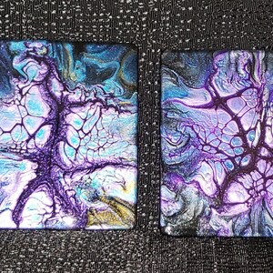 Fluid Art Painting Coasters, Acrylic Pour, Handmade, Set of 4, One of A ...