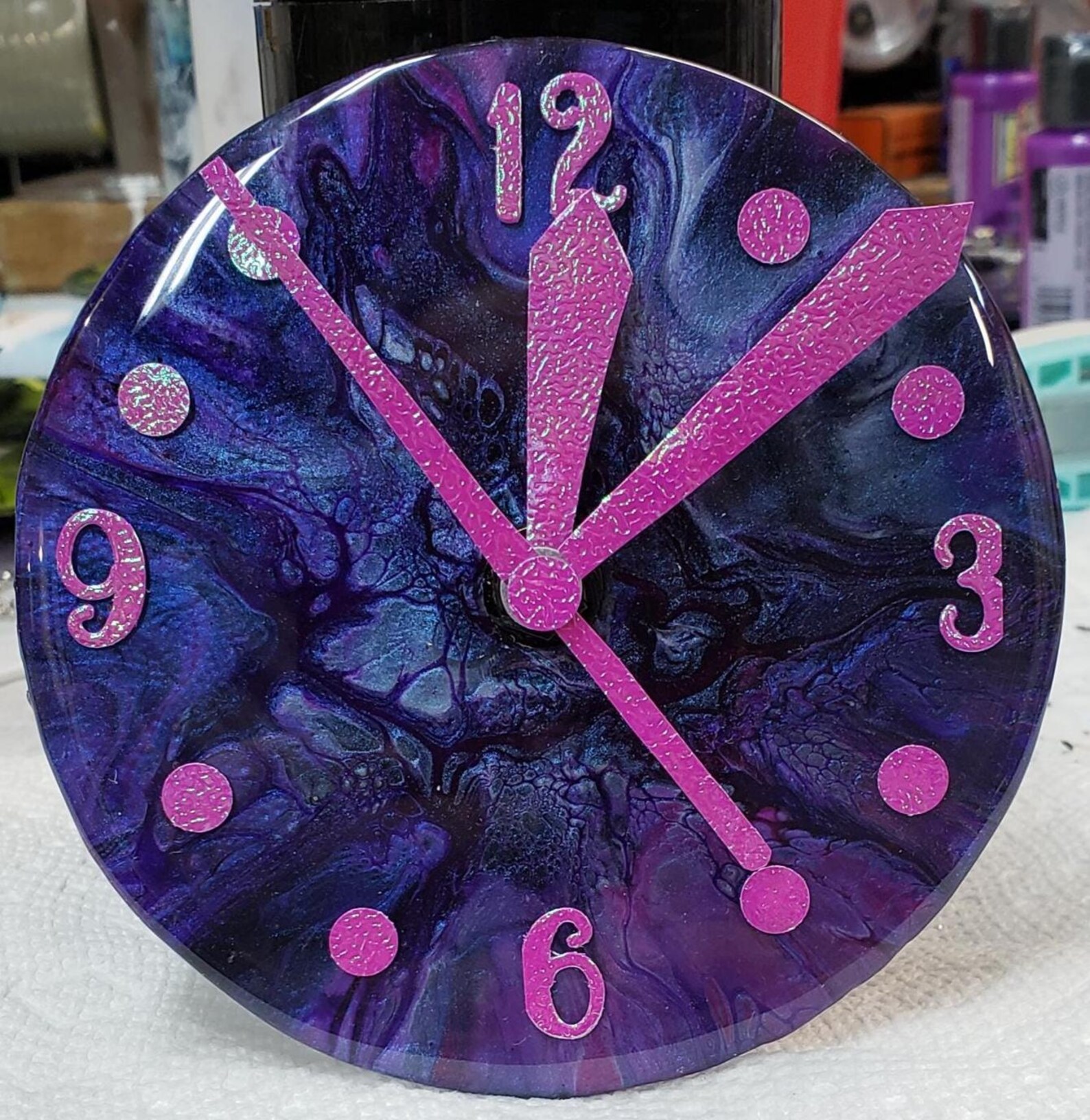 Clock, Abstract Art, Clock, Fluid Art, Functional Art, One of A Kind ...