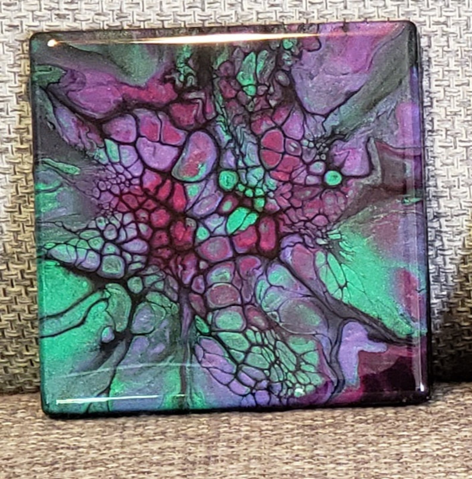 Fluid Art Painting Coasters, Acrylic Pour, Handmade, Set of 4, One of A ...