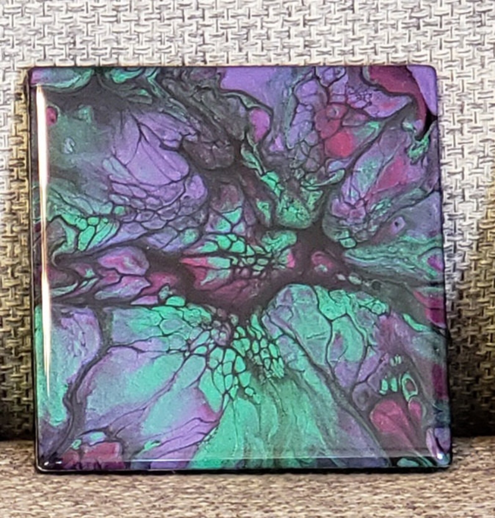 Fluid Art Painting Coasters, Acrylic Pour, Handmade, Set of 4, One of A ...