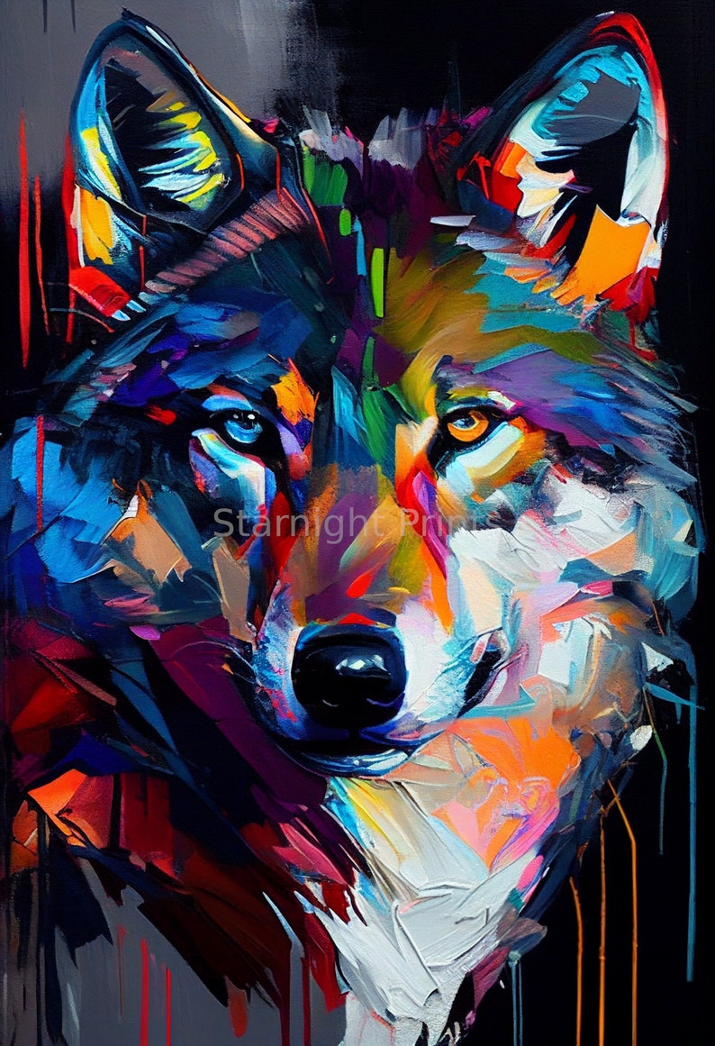 Wolf Digital Art in a Graffiti Style Digital Download - Etsy