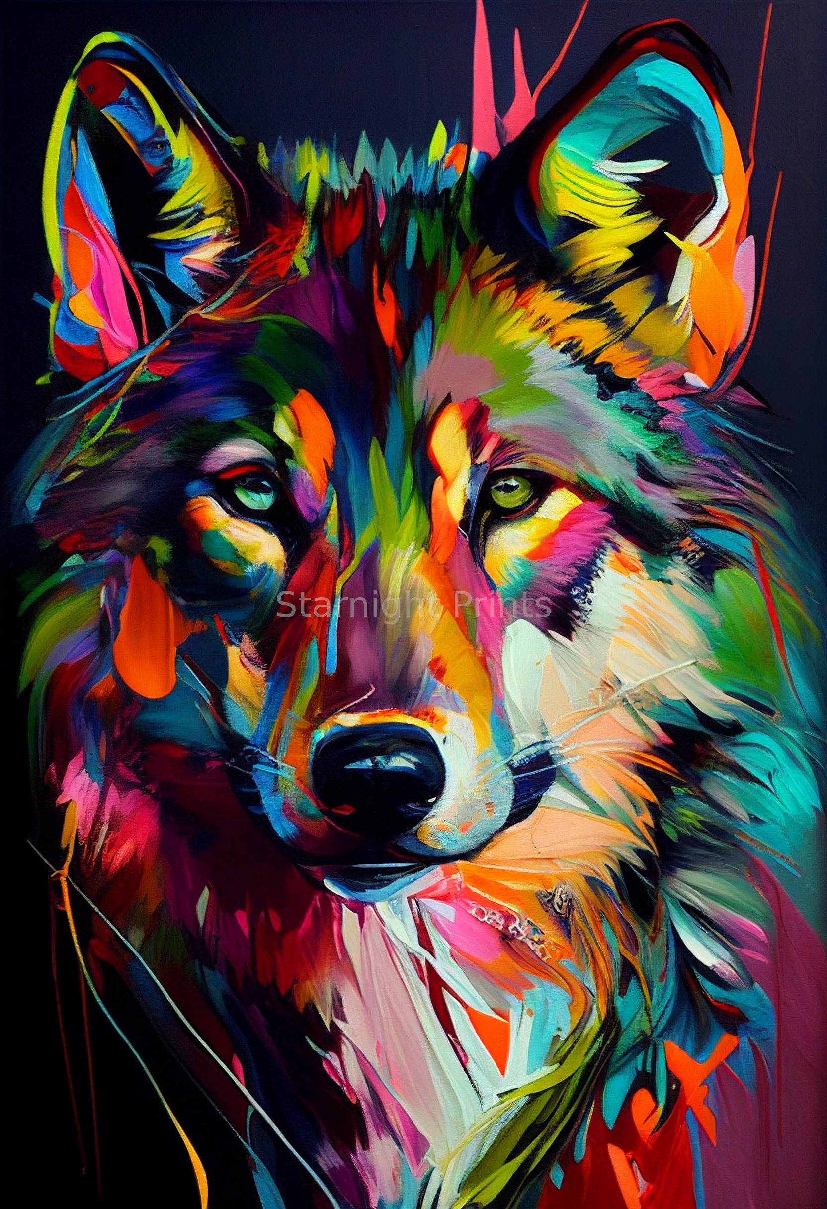 Wolf Digital Art in a Graffiti Style Digital Download, Artwork ...