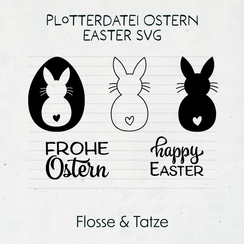 Plotterdatei Osterhase Frohe Ostern Happy Easter Hase Kaninchen Ostern SVG - Etsy.de