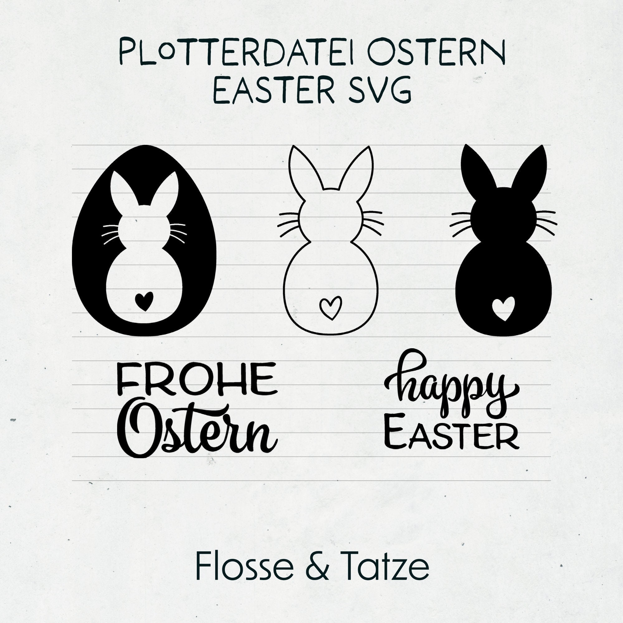 Plotterdatei Osterhase Frohe Ostern Happy Easter Hase Kaninchen Ostern ...