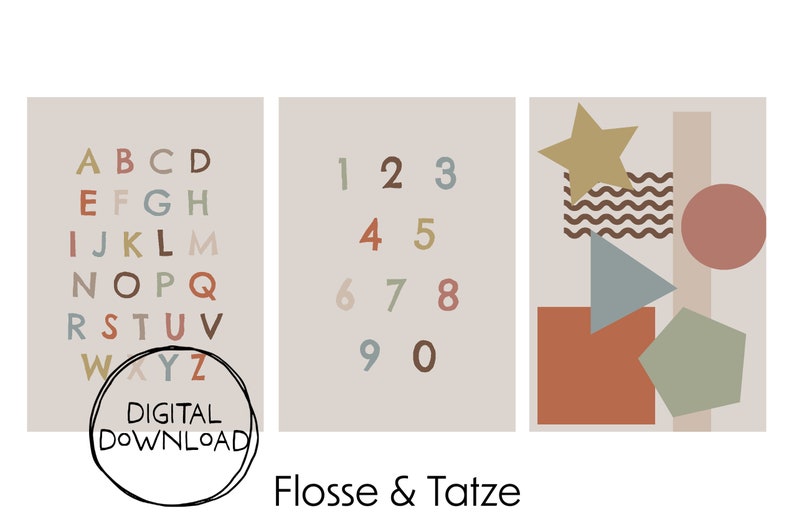 Alphabet Poster Numbers Poster Alphabet Print Digital - Etsy