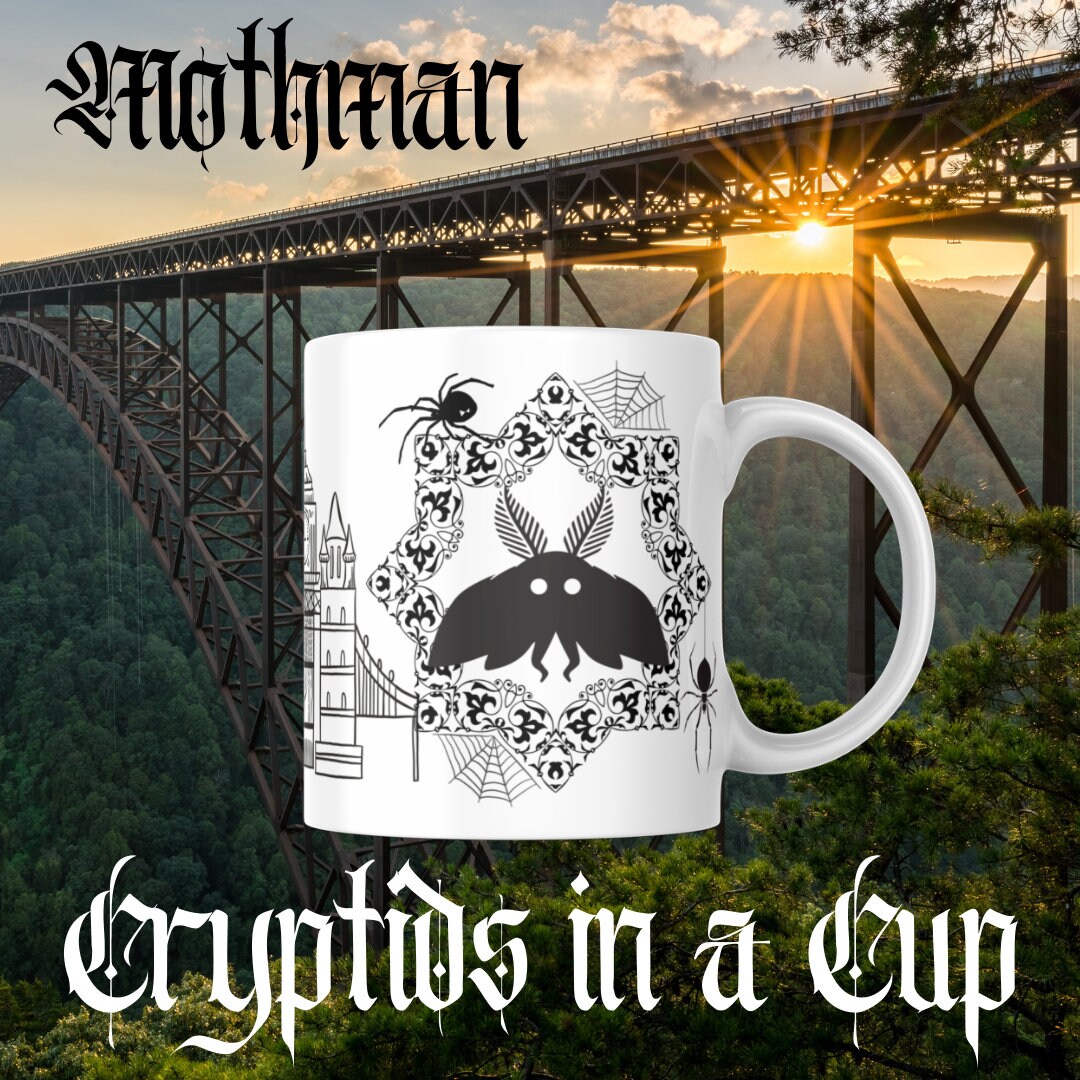 Mothman Coffee Cup Cryptid Coffee Mug Blue Willow Inspired Kitchen ...