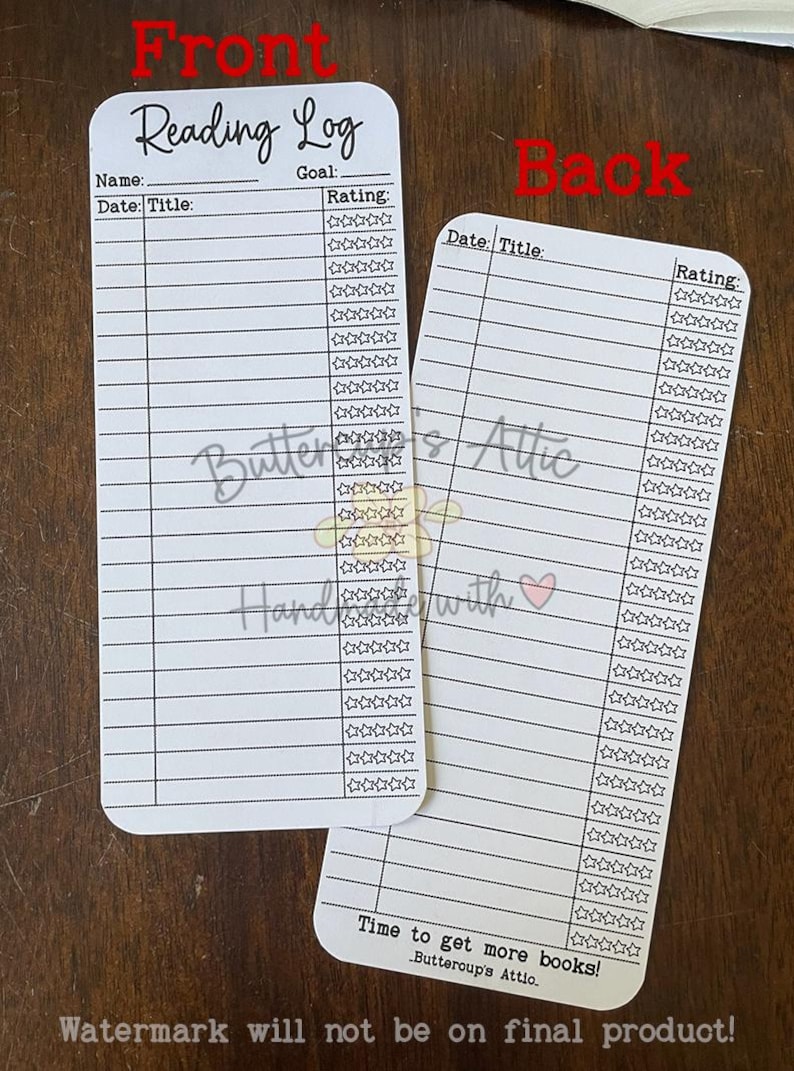 Reading Log Bookmark: Book Tracker, 12 Colors, Double Sided, Book Club ...