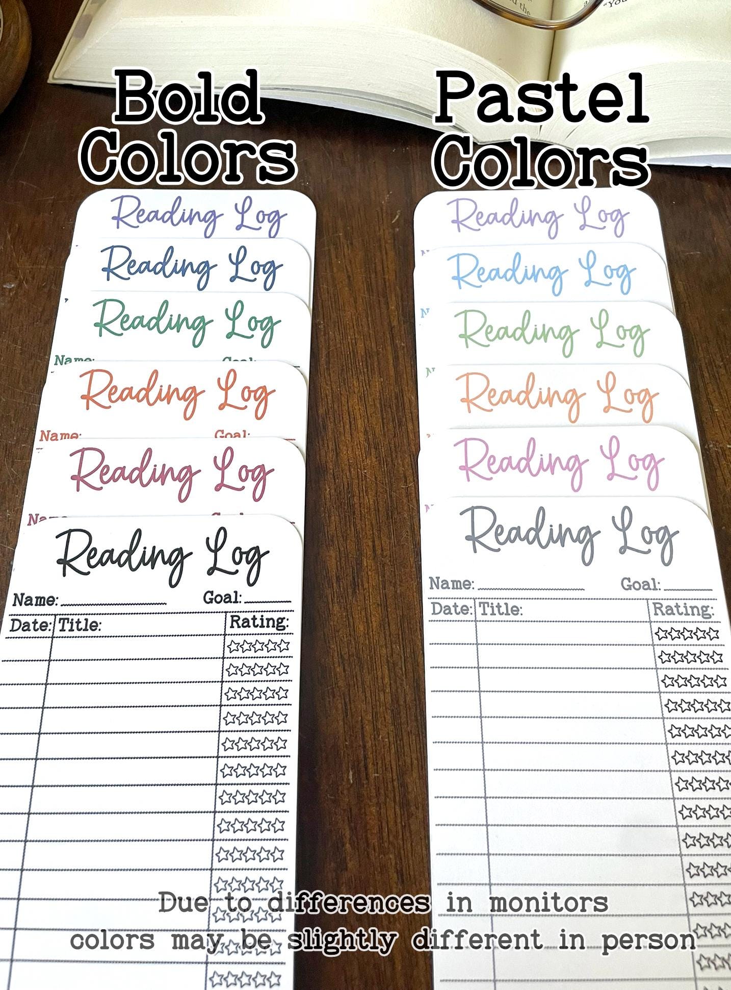 Reading Log Bookmark: Book Tracker, 12 Colors, Double Sided, Book Club ...