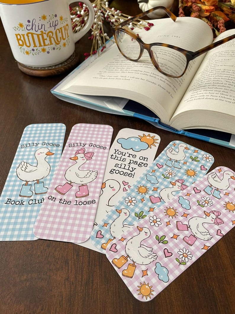 Silly Goose Bookmark Set: Laminated-handmade Tassel-bookmarks for Kids ...