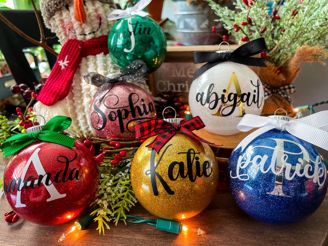 Personalized Glitter Christmas Ornaments- Family Ornaments-ornaments ...