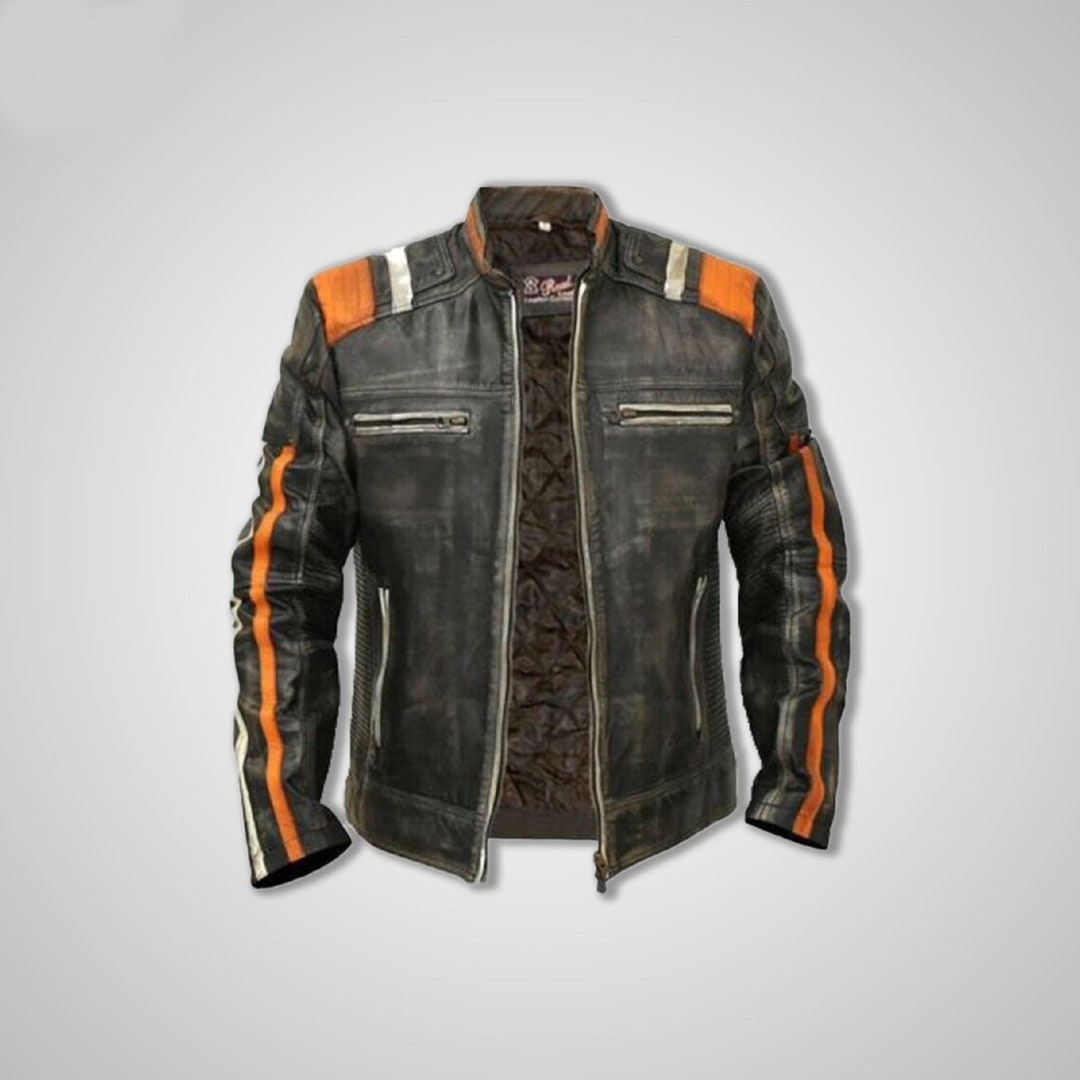 Vintage Motorcycle Distressed Real Leather Jacket Handmade - Etsy