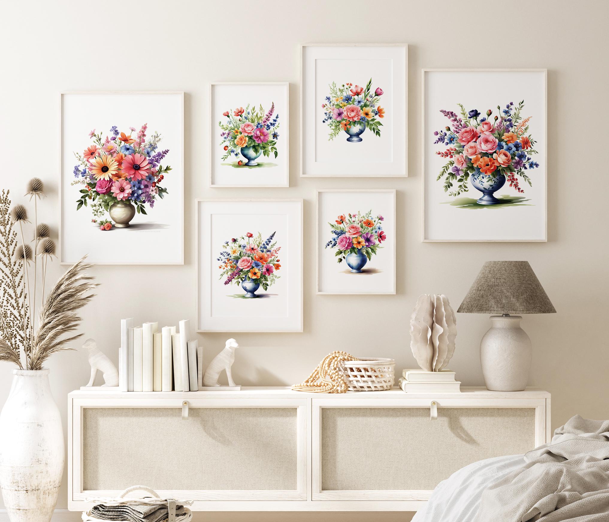 20 Flower Prints Set, Colorful Wildflower Art, Watercolor Flowers ...