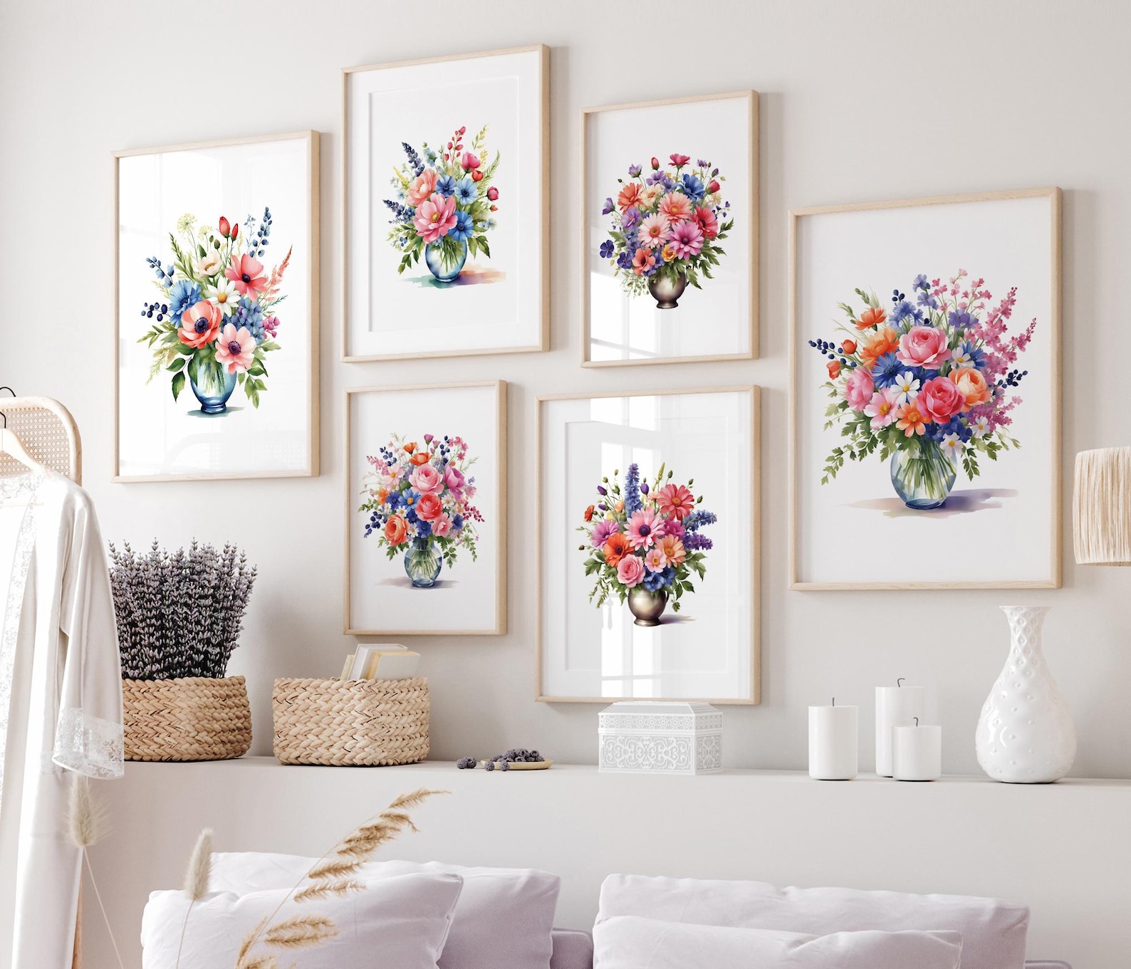 20 Flower Prints Set, Colorful Wildflower Art, Watercolor Flowers ...