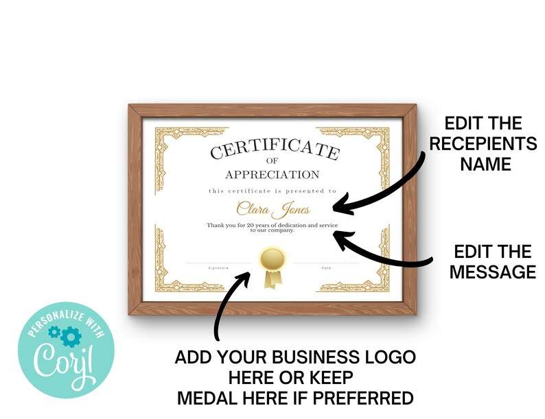 Editable Certificate Of Appreciation Template Printable Certificate Of