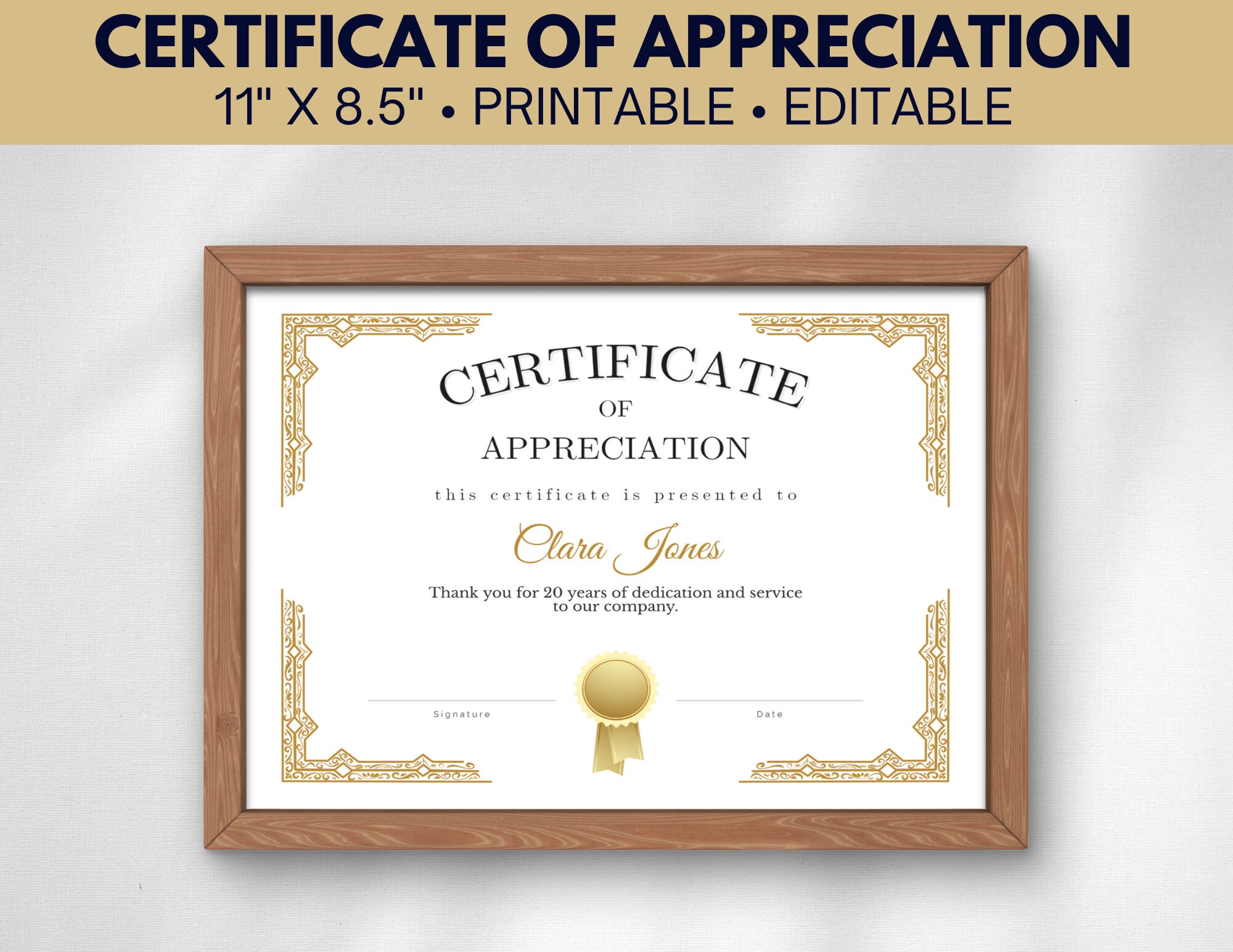 Editable Certificate Of Appreciation Template Printable Certificate Of