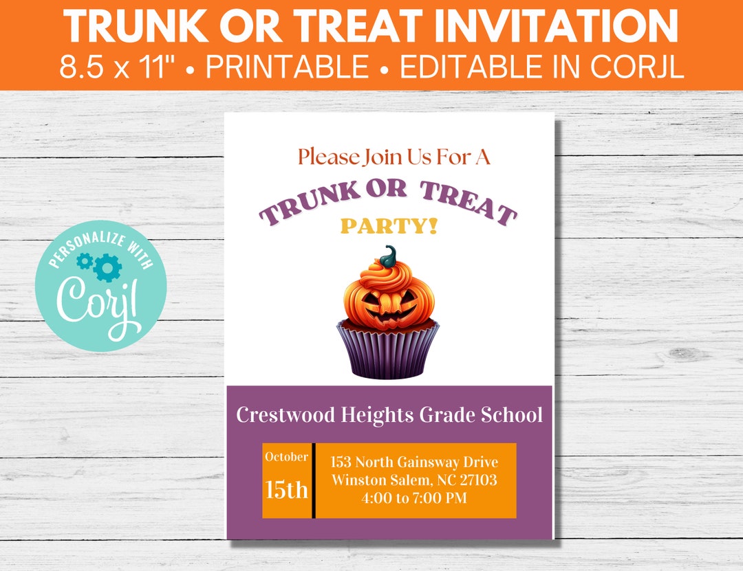 Editable Trunk or Treat Party Flyer Trunk or Treat - Etsy