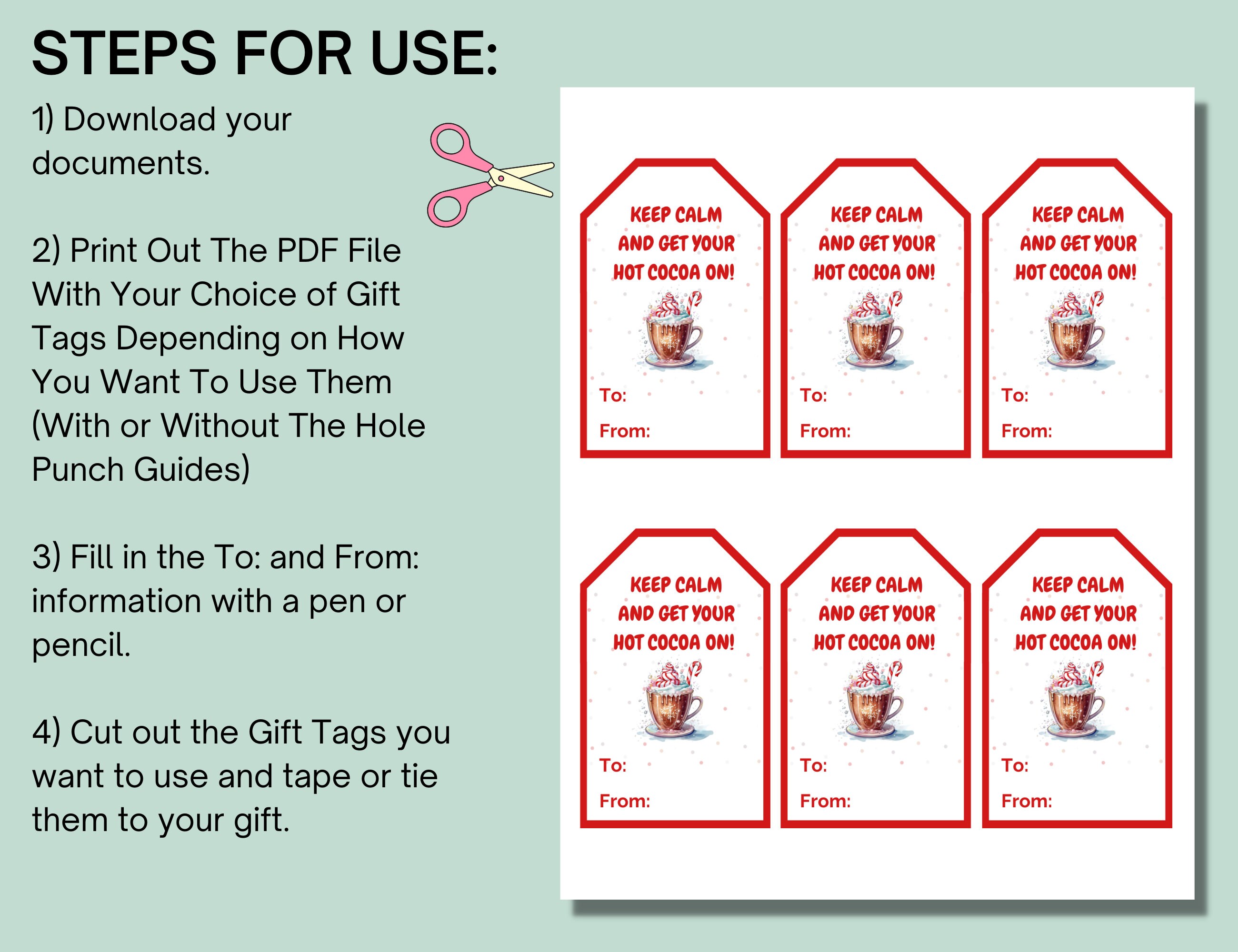 Printable Hot Cocoa Gift Tags, Appreciation Gift Tags, Hot Chocolate ...