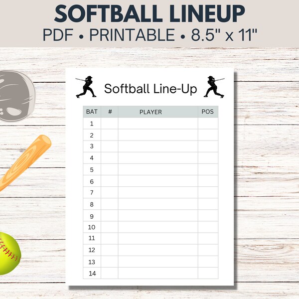 Softball Lineup Printable - Etsy
