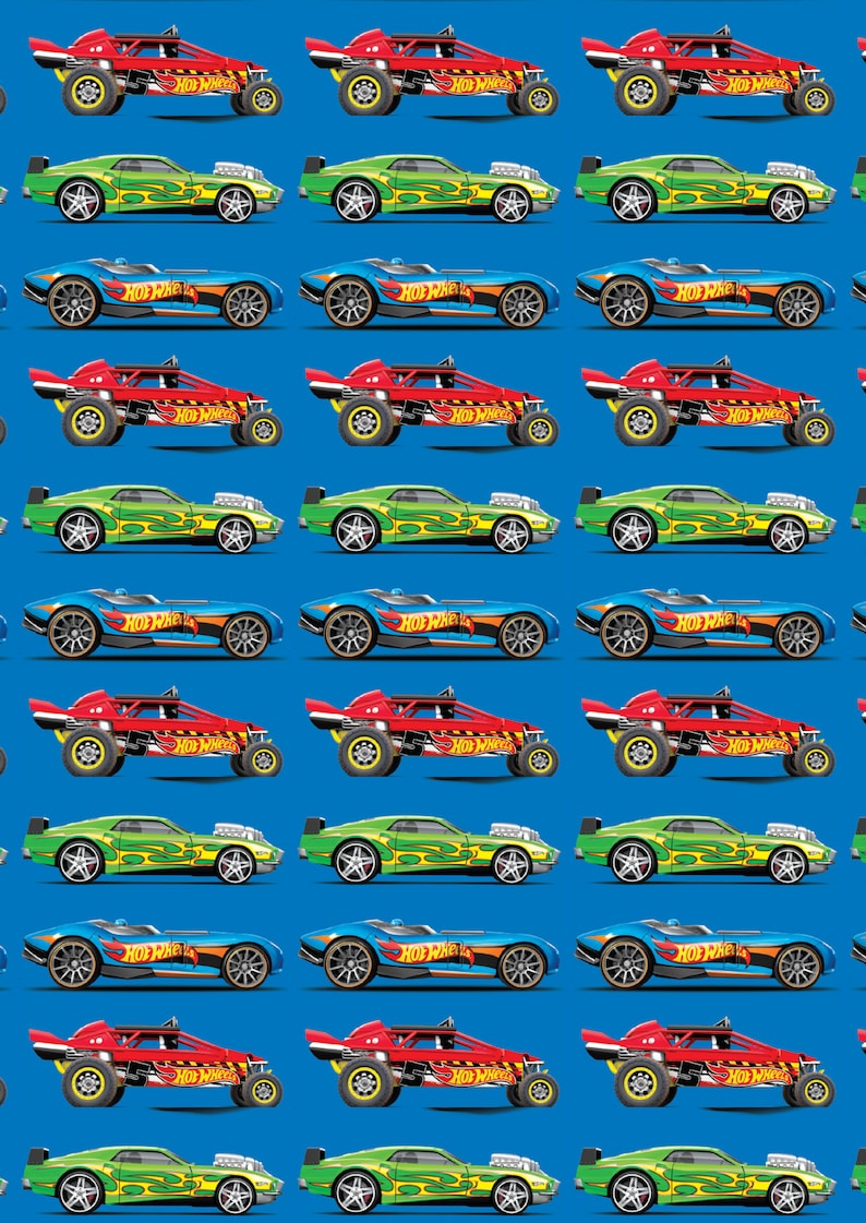 Race Car Digital Paper, Hot Wheels, Scrapbook Paper, Seamless Pattern ...