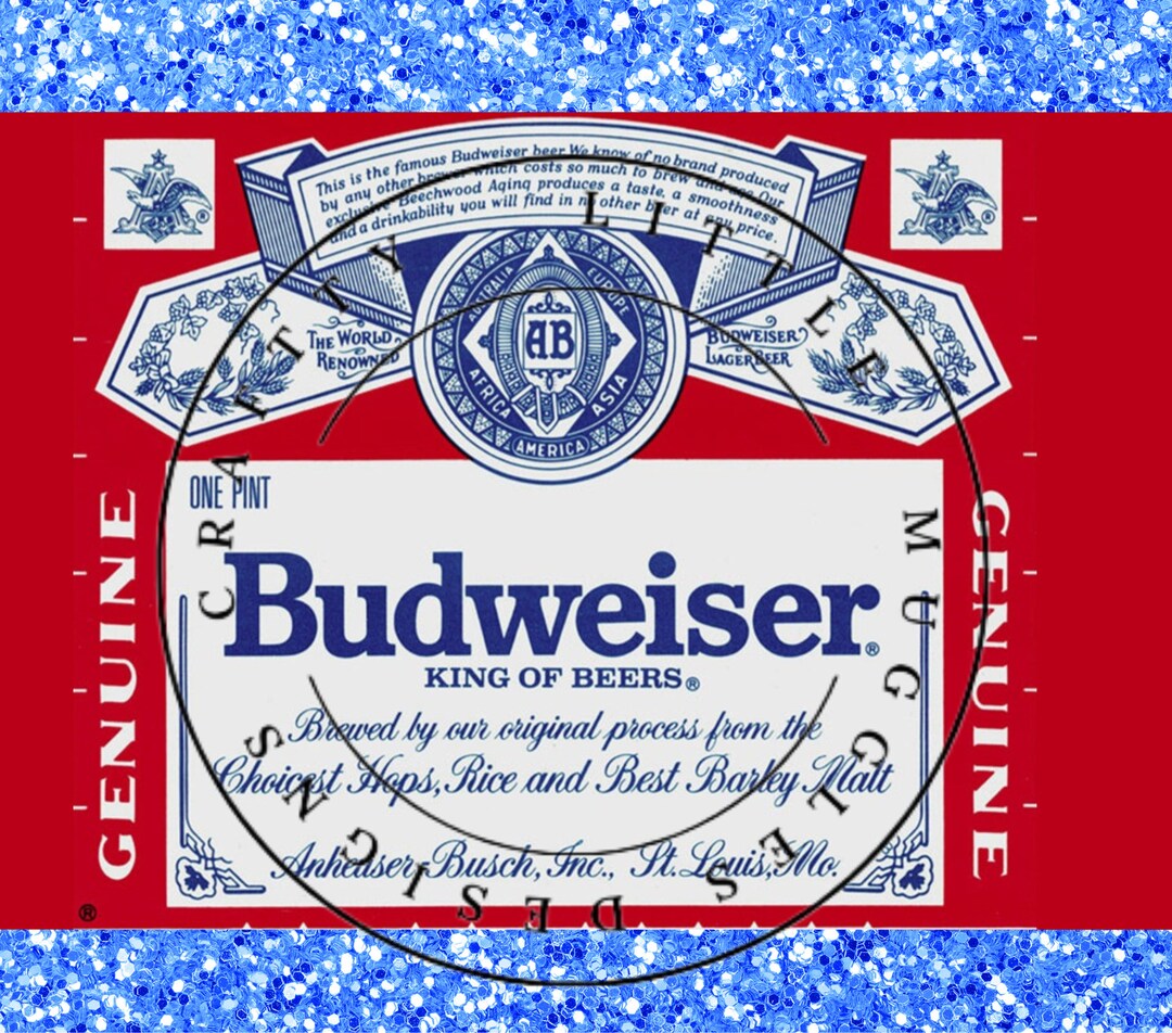 20oz Sparkle Budweiser Tumbler Wrap blue - Etsy