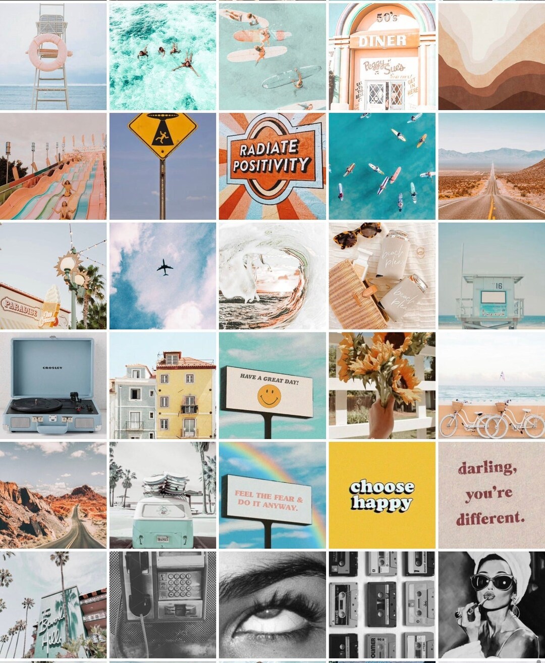 Beachy Pink Aesthetic Wall Collage Kit, Trendy Wall Collage Kit, Summer ...