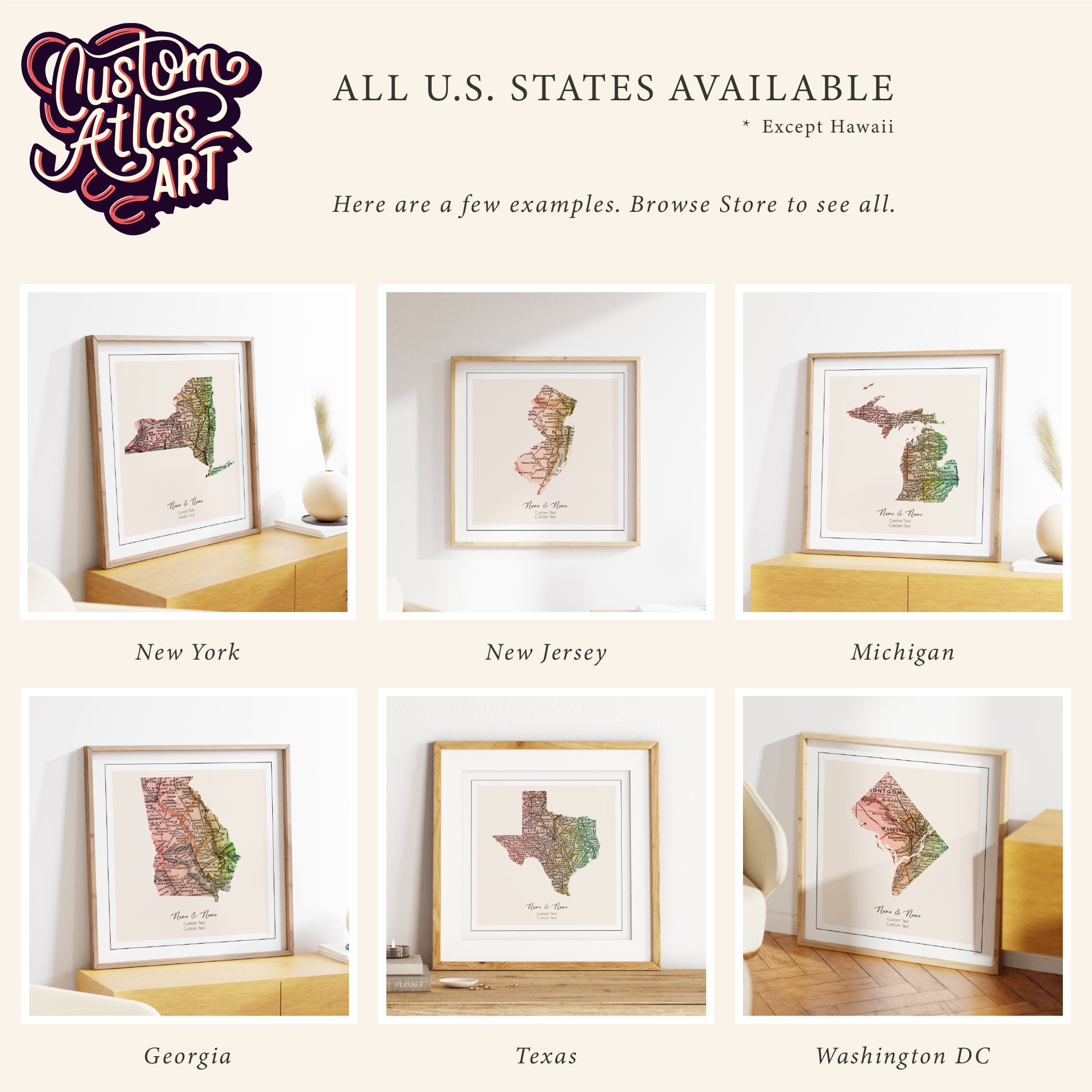 Custom Alabama State Atlas Map, Unique Wedding Gift for Couple ...