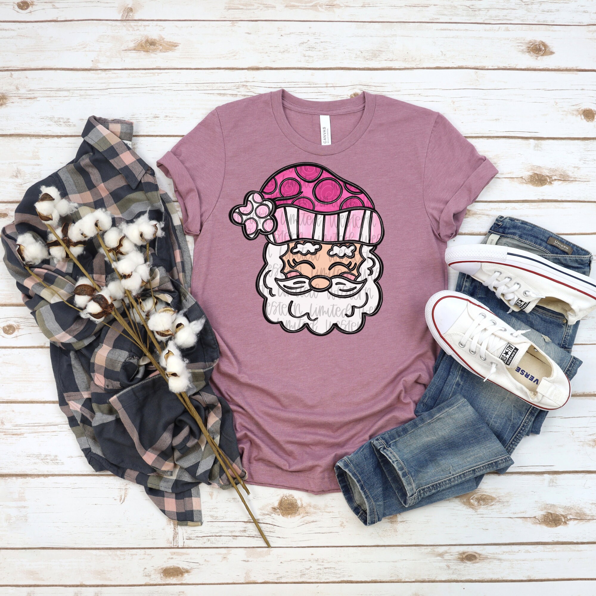 Pink Santa PNG | Pinkmas | Santa Face PNG | Pink Polka Dot Stripes ...