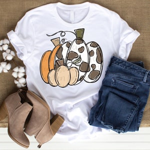 Cow Print and Pumpkins Hand-drawn PNG for Transfers | Digital Download ...