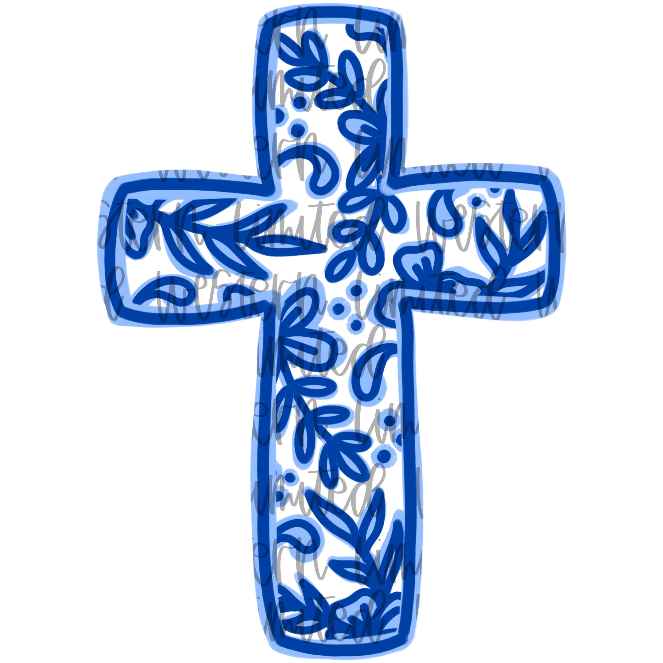 Blue and White Chinoiserie Cross PNG | Easter Digital Download ...