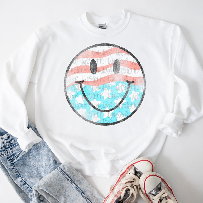 Distressed Smile Face PNG Patriotic Retro Smiley Face PNG Trendy Happy ...