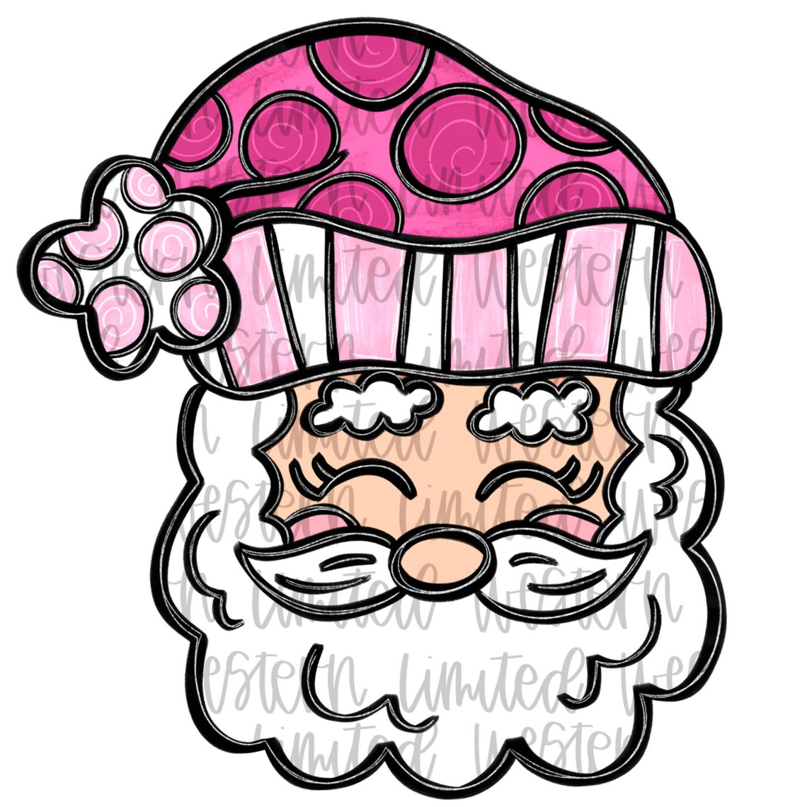 Pink Santa PNG | Pinkmas | Santa Face PNG | Pink Polka Dot Stripes ...