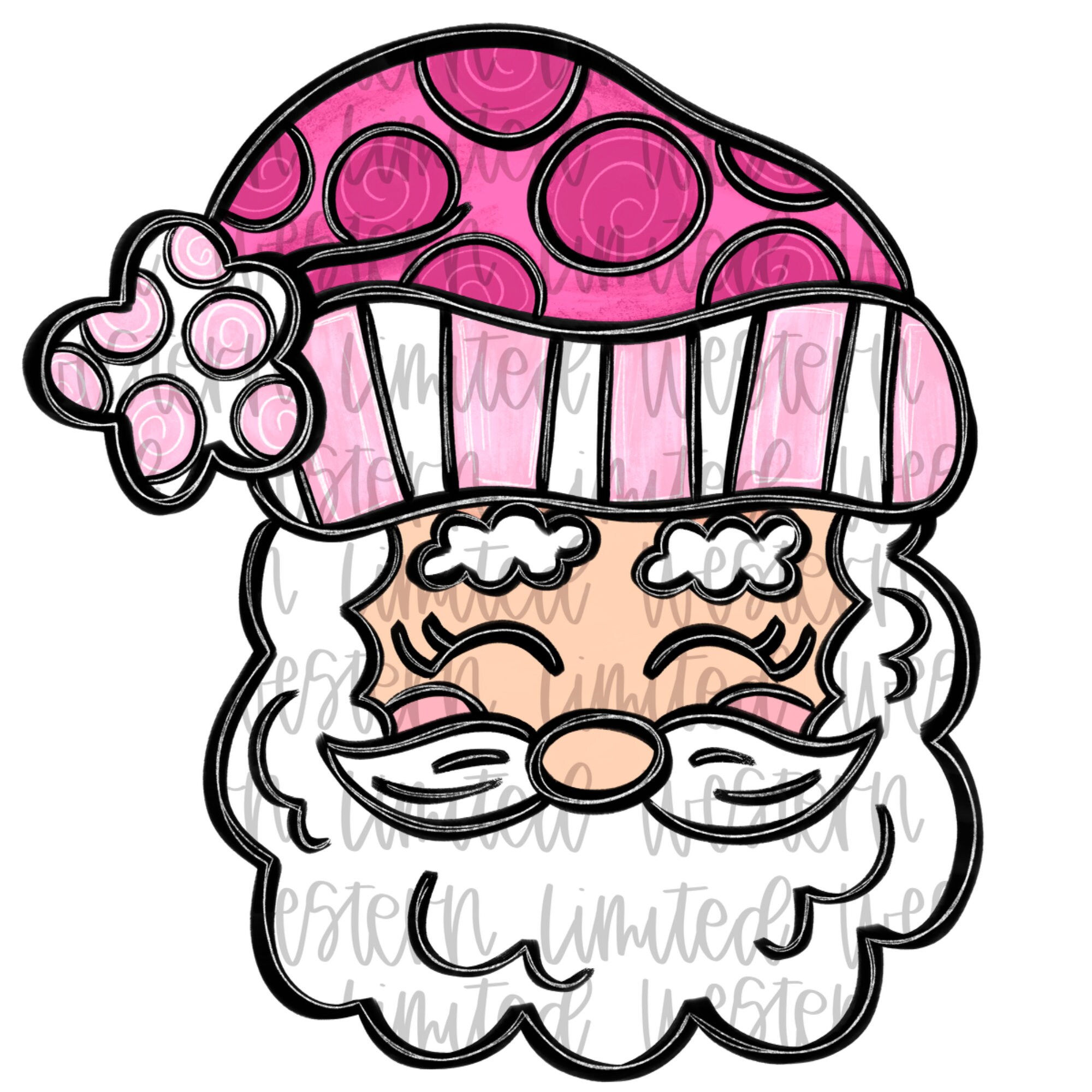 Pink Santa PNG | Pinkmas | Santa Face PNG | Pink Polka Dot Stripes ...