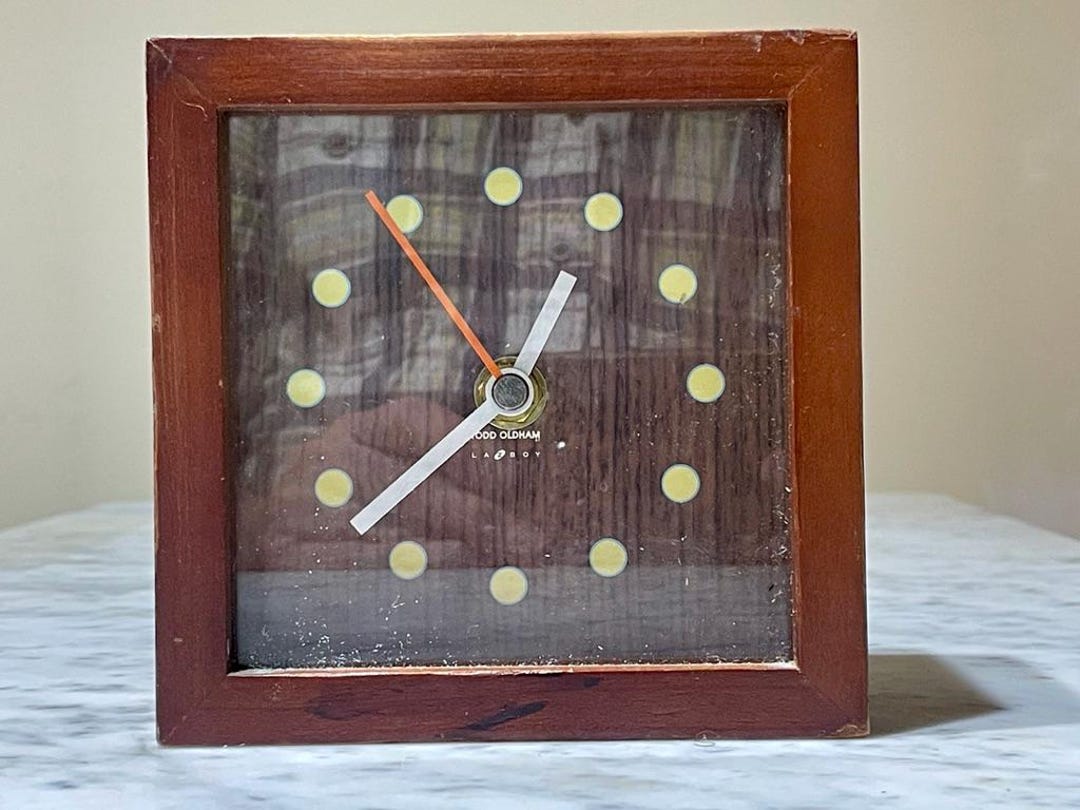 Vintage Todd Oldham for La-z-boy Square Tabletop Clock | Natural Cherry ...
