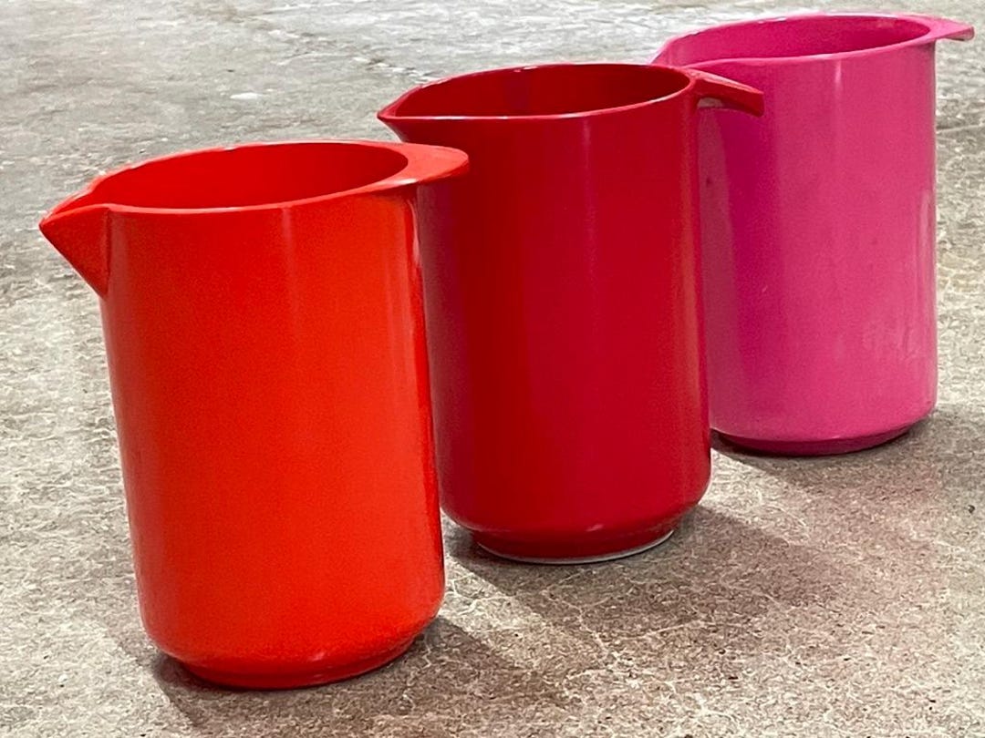 Set of 3 Vintage Melamine Pitchers - Rosti, Copco, Colorful Kitchen ...