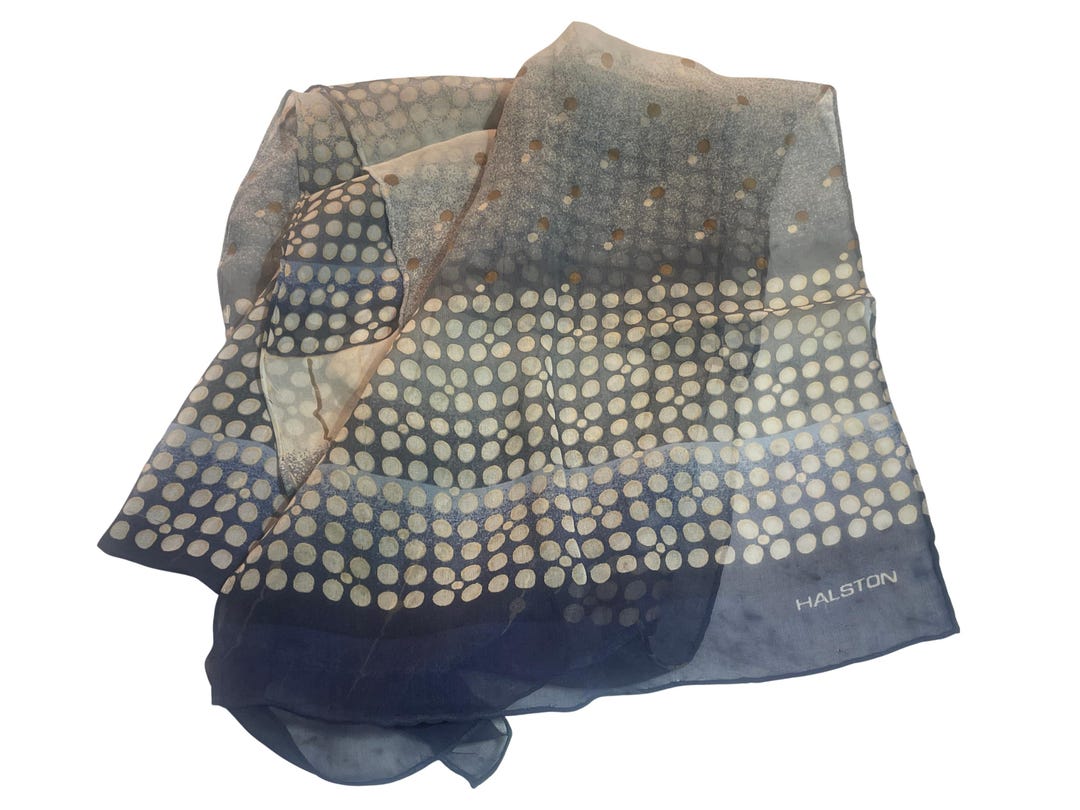 Vintage Halston Geometric Silk Scarf in Muted Taupe & Navy | 1970s ...